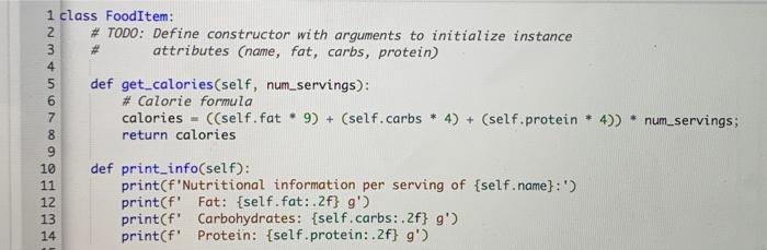 Solved Complete the FoodI tem class by adding a constructor | Chegg.com