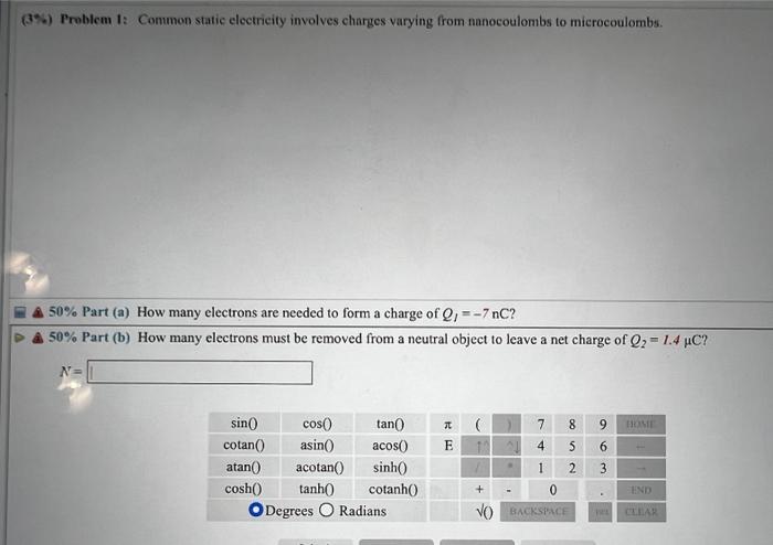 Solved (3\%) Problem 1: Common static electricity involves | Chegg.com