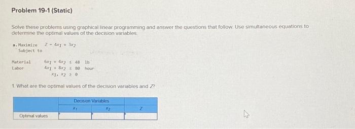 Solved 1. What are the optimal values of the decision | Chegg.com Solved 1. What are the optimal values of the decision | Chegg.com