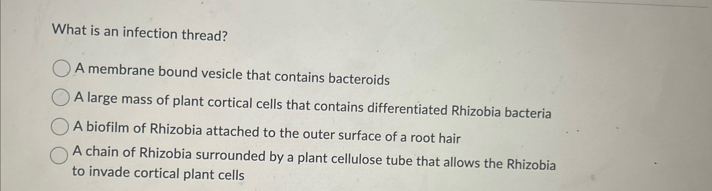 Solved What is an infection thread?A membrane bound vesicle | Chegg.com