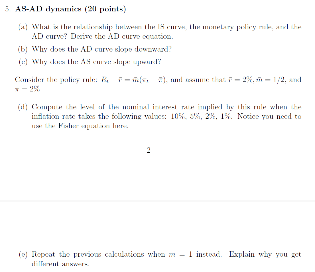 Solved AS-AD ﻿dynamics (20 ﻿points)(a) ﻿What is ﻿the | Chegg.com