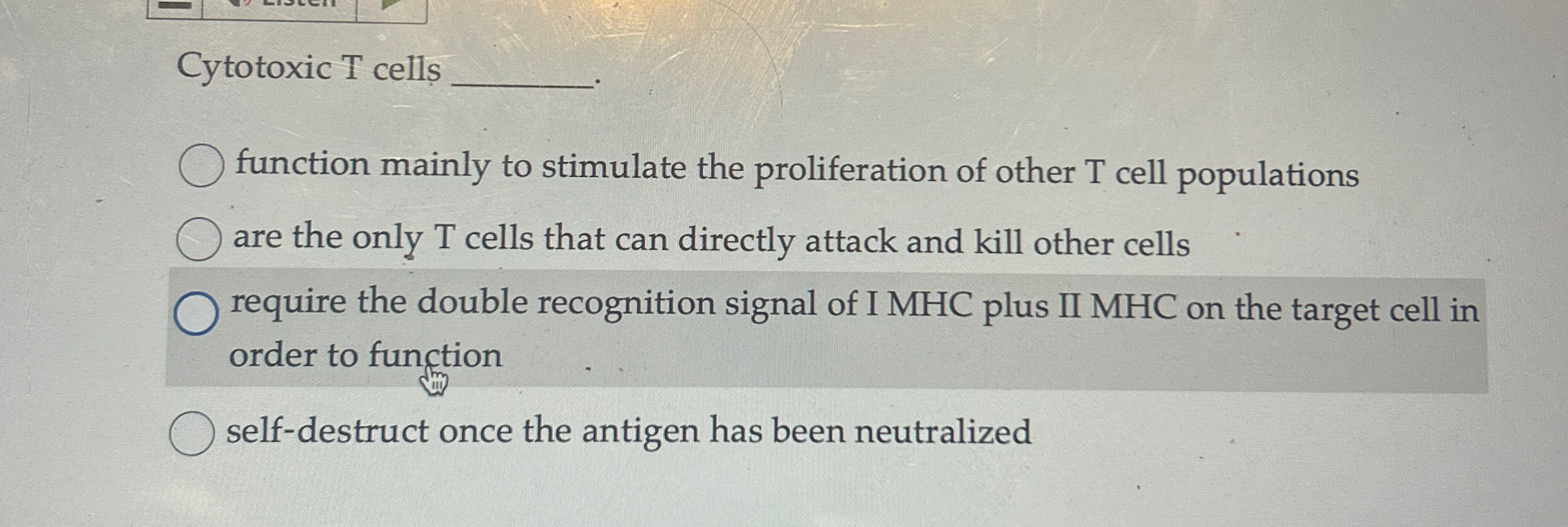 Solved Cytotoxic T cellsfunction mainly to stimulate the | Chegg.com