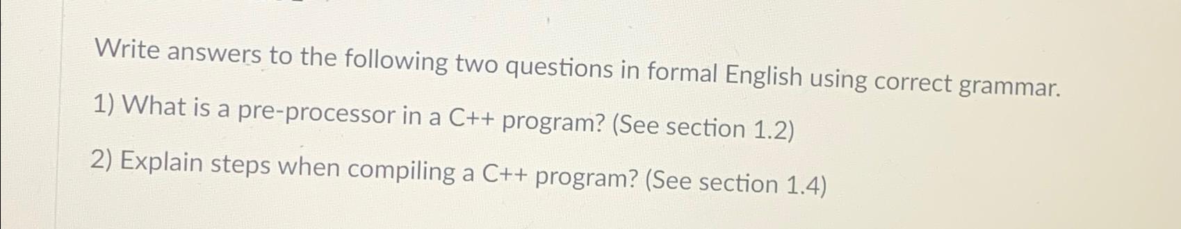 Solved Write answers to the following two questions in | Chegg.com