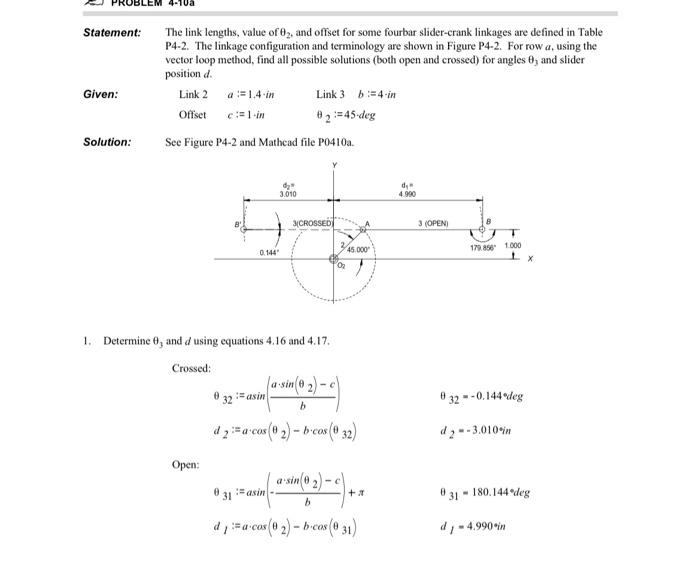 Solved Statement: The link lengths, value of θ2, and offset | Chegg.com