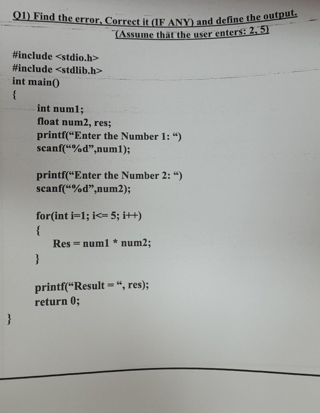 Solved Q1) Find the error, Correct it (IF ANY) and define | Chegg.com