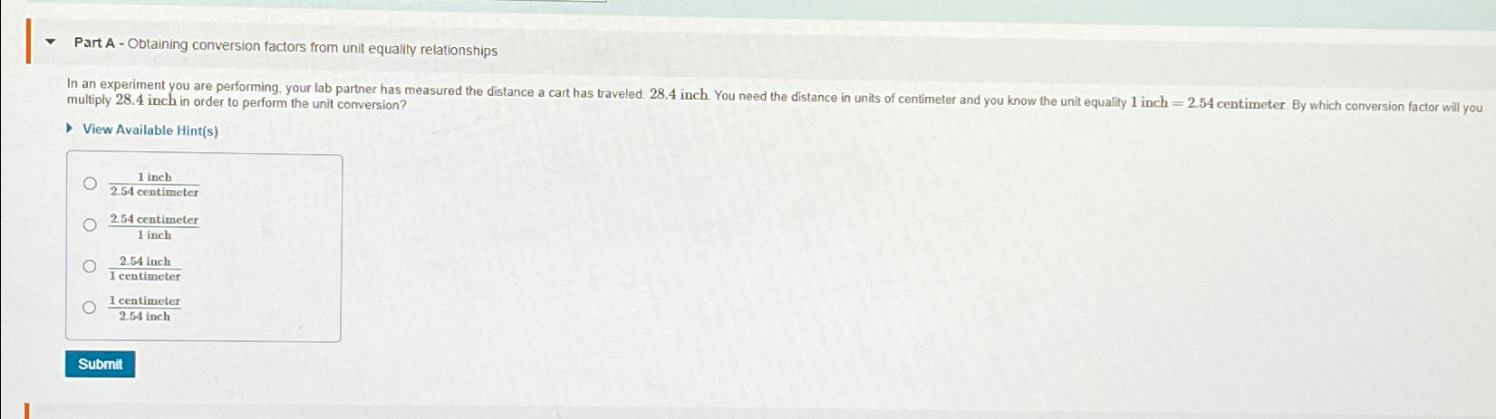 Solved Part A - ﻿Obtaining conversion factors from unit | Chegg.com