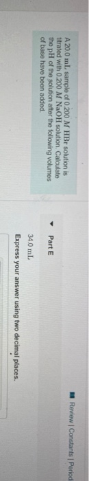 Solved Review Constants A 20.0 ml sample of 0.200 M HBr | Chegg.com