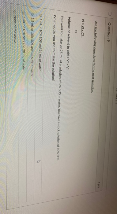 Solved Question 9 4 pts Use the following equations for the | Chegg.com