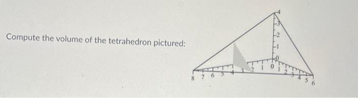 Solved Compute the volume of the tetrahedron pictured: 8 7 6 | Chegg.com