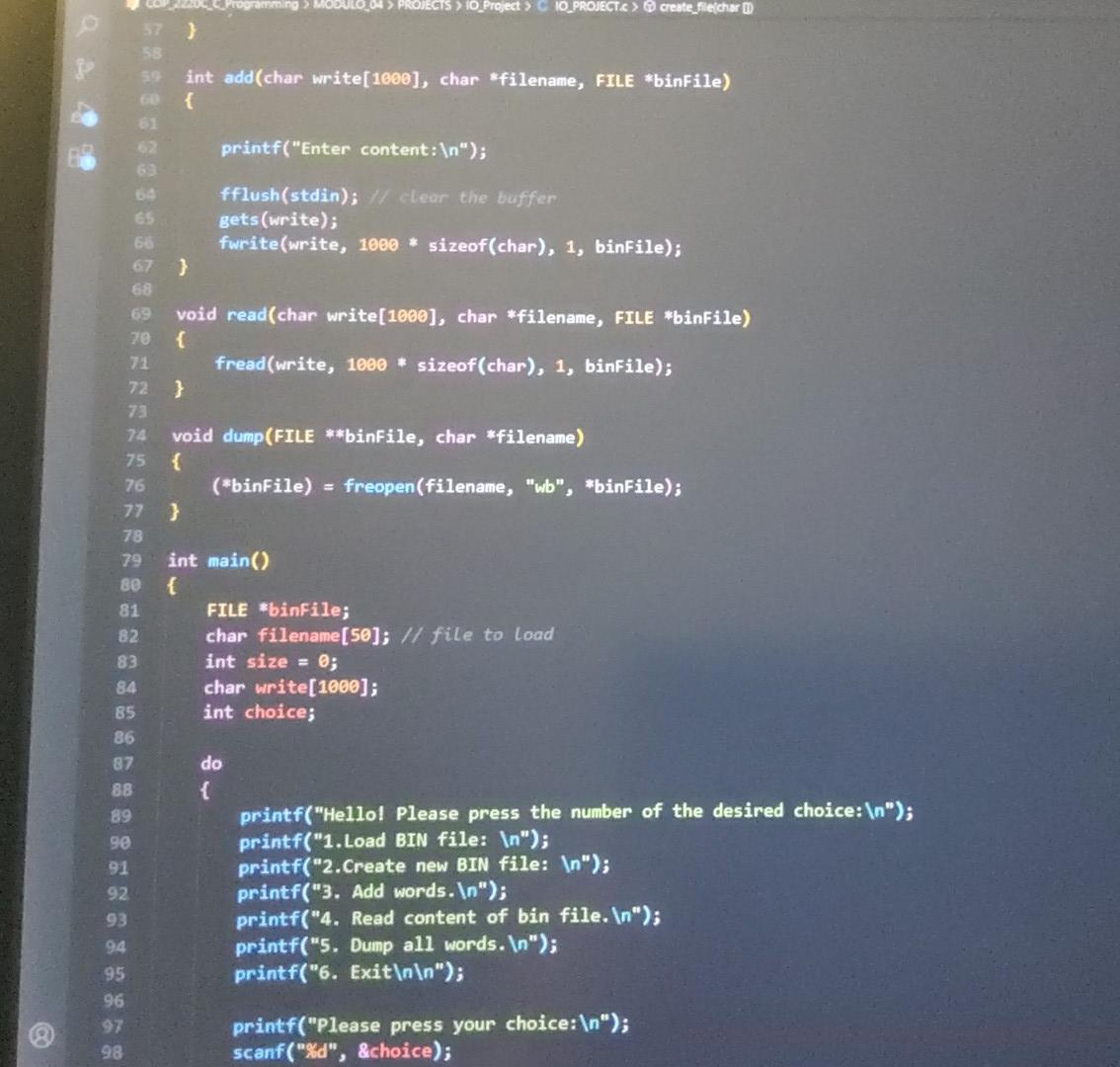 Solved Whats wrong with my C language code? The Bin file | Chegg.com