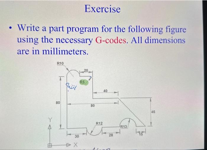 Solved - Write a part program for the following figure using | Chegg.com