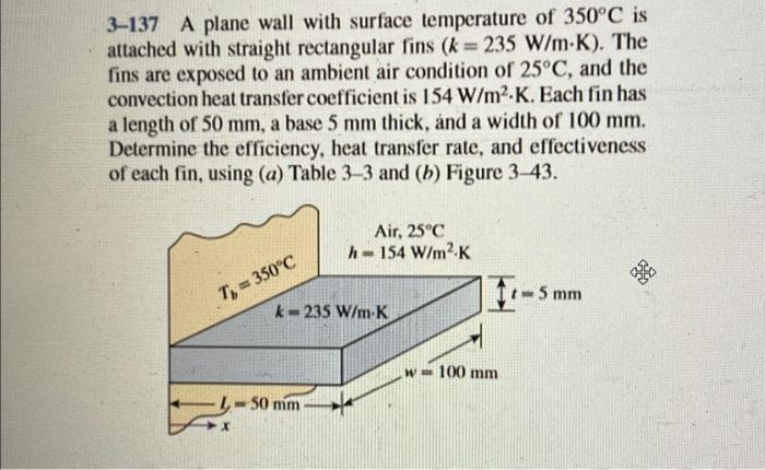 Solved 3-137 A plane wall with surface temperature of 350°C | Chegg.com