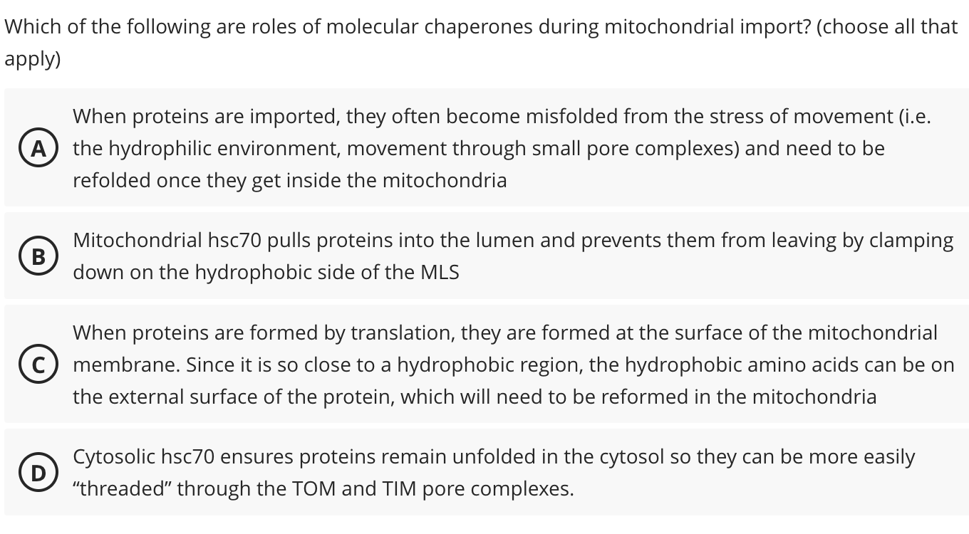 Solved Which of the following are roles of molecular | Chegg.com