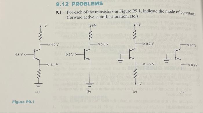 Solved 9.1 For each of the transistors in Figure P9.1, | Chegg.com