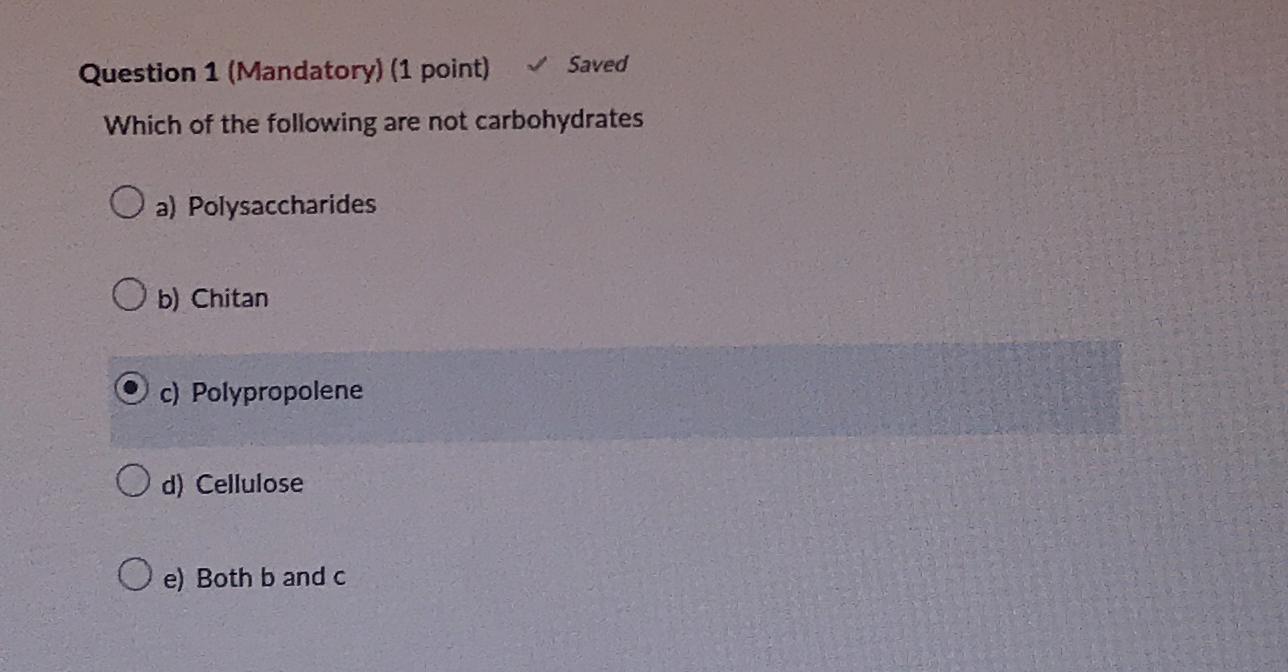 Solved Question 1 (Mandatory) (1 ﻿point) ﻿SavedWhich of the | Chegg.com