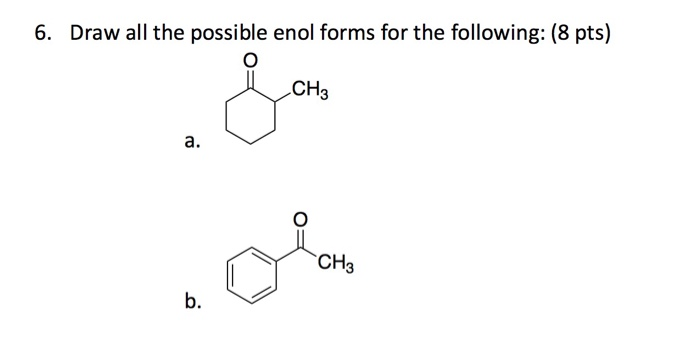 Solved 6. Draw all the possible enol forms for the | Chegg.com