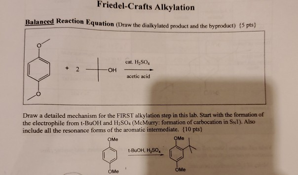 Solved Friedel-Crafts Alkylation Balanced Reaction Equation | Chegg.com