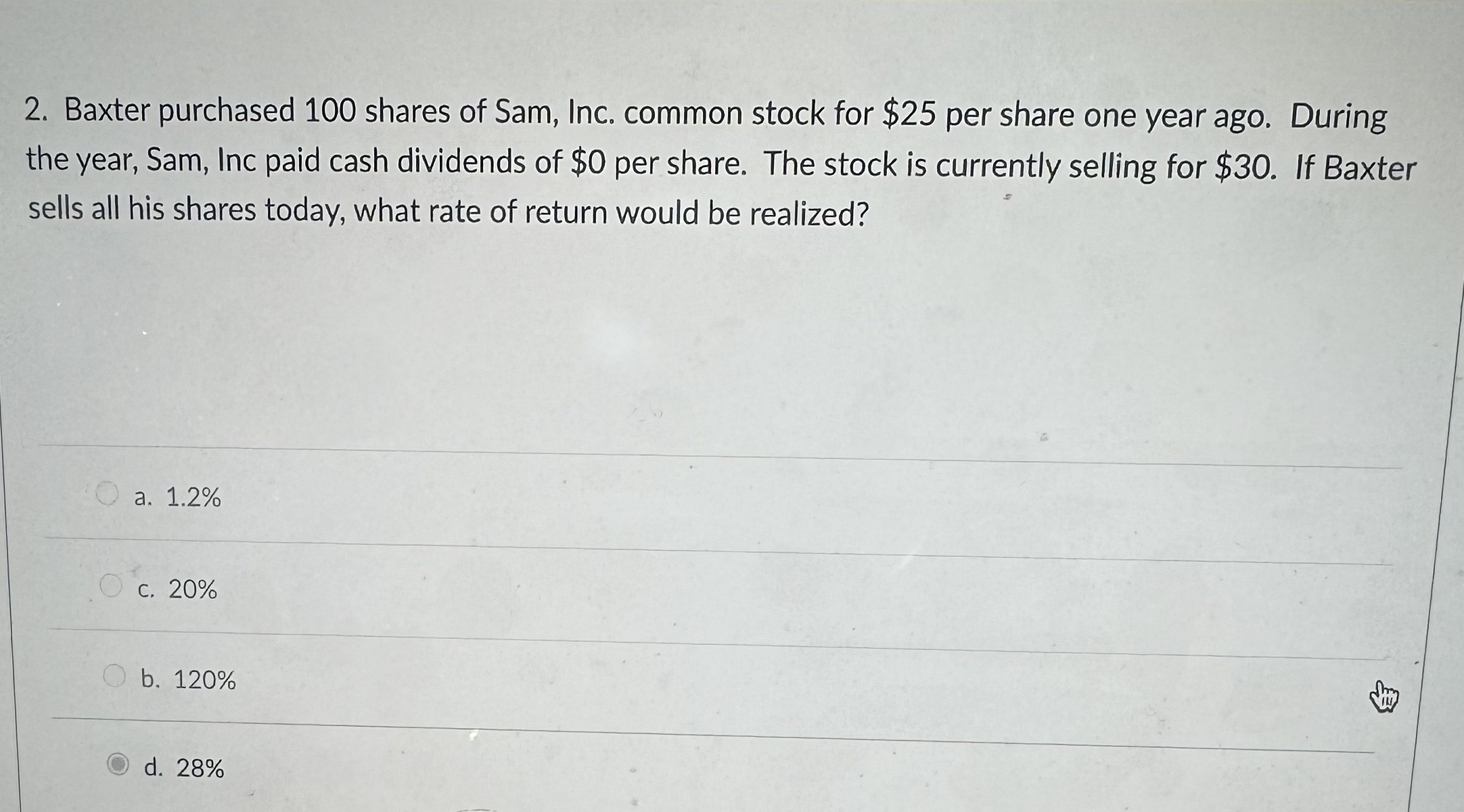 Solved Baxter purchased 100 ﻿shares of Sam, Inc. common | Chegg.com