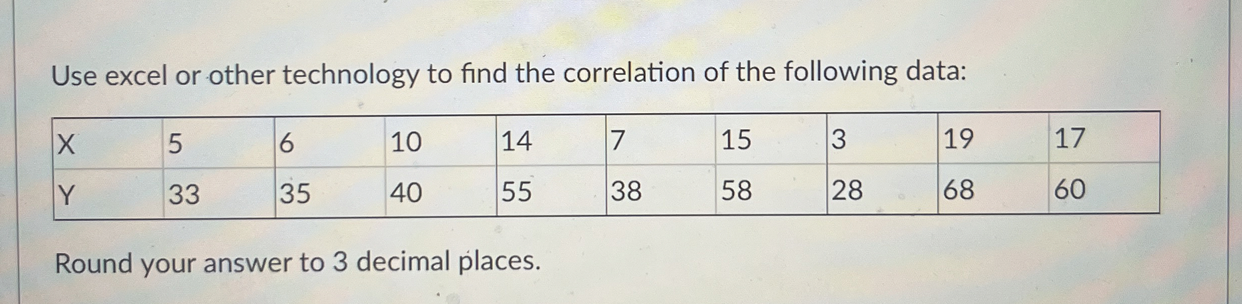 Solved Use excel or other technology to find the correlation | Chegg.com