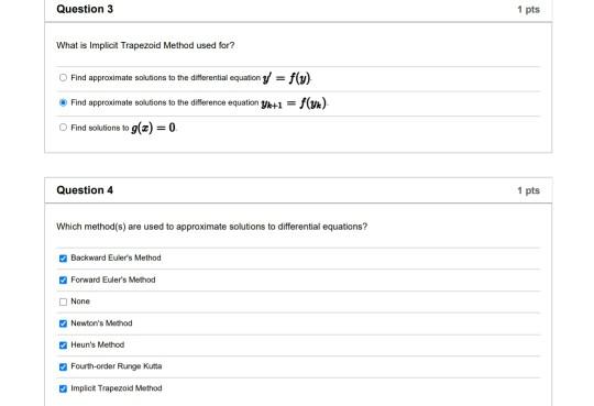 Solved Question 3 1 pts What is Implicit Trapezoid Method | Chegg.com