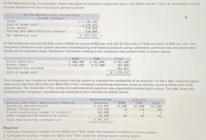 Solved Prepare a quantitative comparison of the traditional | Chegg.com