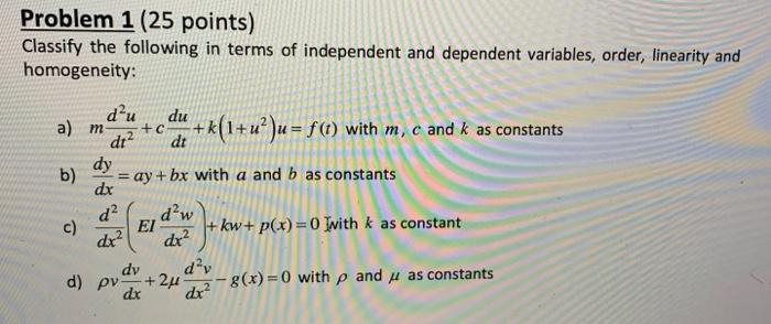 Solved Problem 1 25 Points Classify The Following In Terms 1588