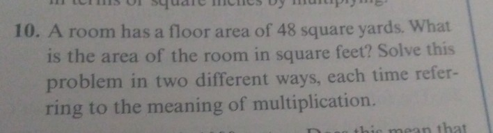 Solved 10. A room has a floor area of 48 square yards. What | Chegg.com