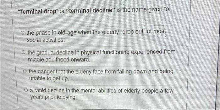 Solved "Terminal drop" or "terminal decline" is the name | Chegg.com