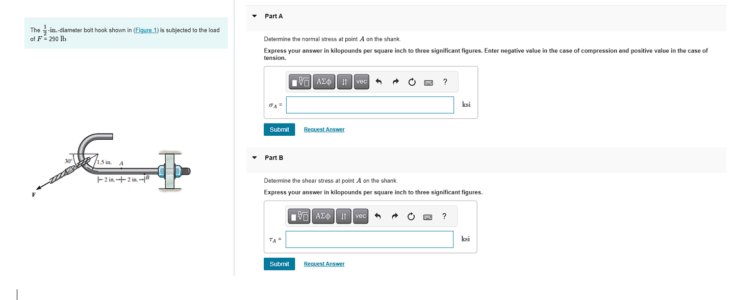 Solved The 12-in.-diameter bolt hook shown in (Figure 1) ﻿is | Chegg.com