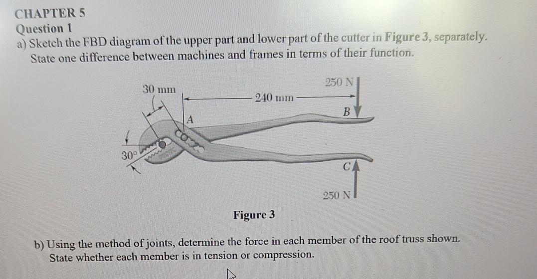 Solved CHAPTER 5Question 1a) ﻿Sketch the FBD diagram of the | Chegg.com