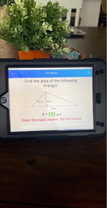 Solved Find the area of the following triangle: A=[?]cm2 | Chegg.com