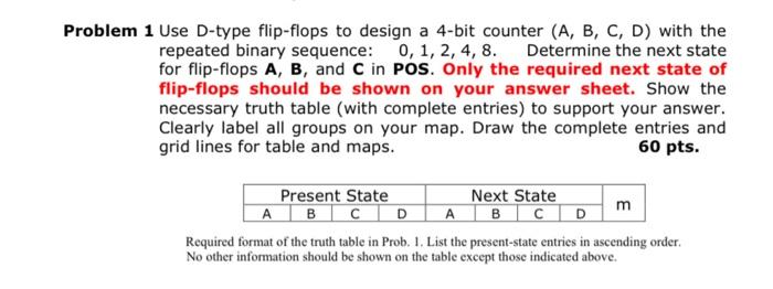 Solved m 1 Use D-type flip-flops to design a 4-bit counter | Chegg.com