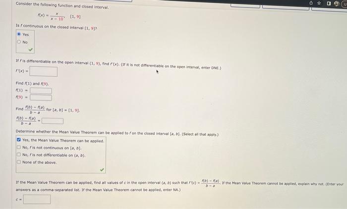 Solved Consider The Following Function And Closed Interval