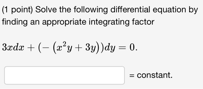 (1 ﻿point) ﻿Solve the following differential equation | Chegg.com