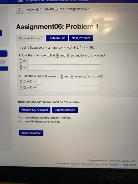 Solved Webworkmath 20032020f Assignment061 