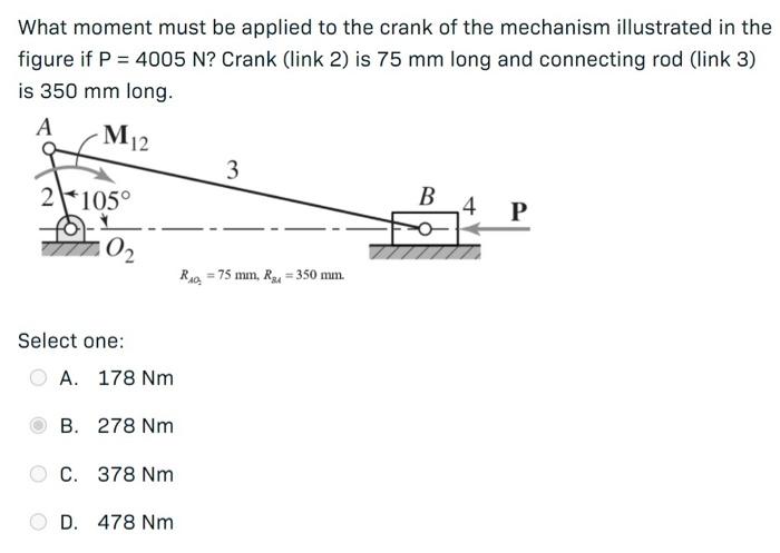 Solved What moment must be applied to the crank of the | Chegg.com