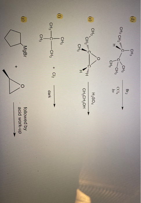 Solved CH3 Br2 CH3 CH2 C- CH₃ H Q-CH3 CCL hv CH3 CH3 H2SO4 | Chegg.com