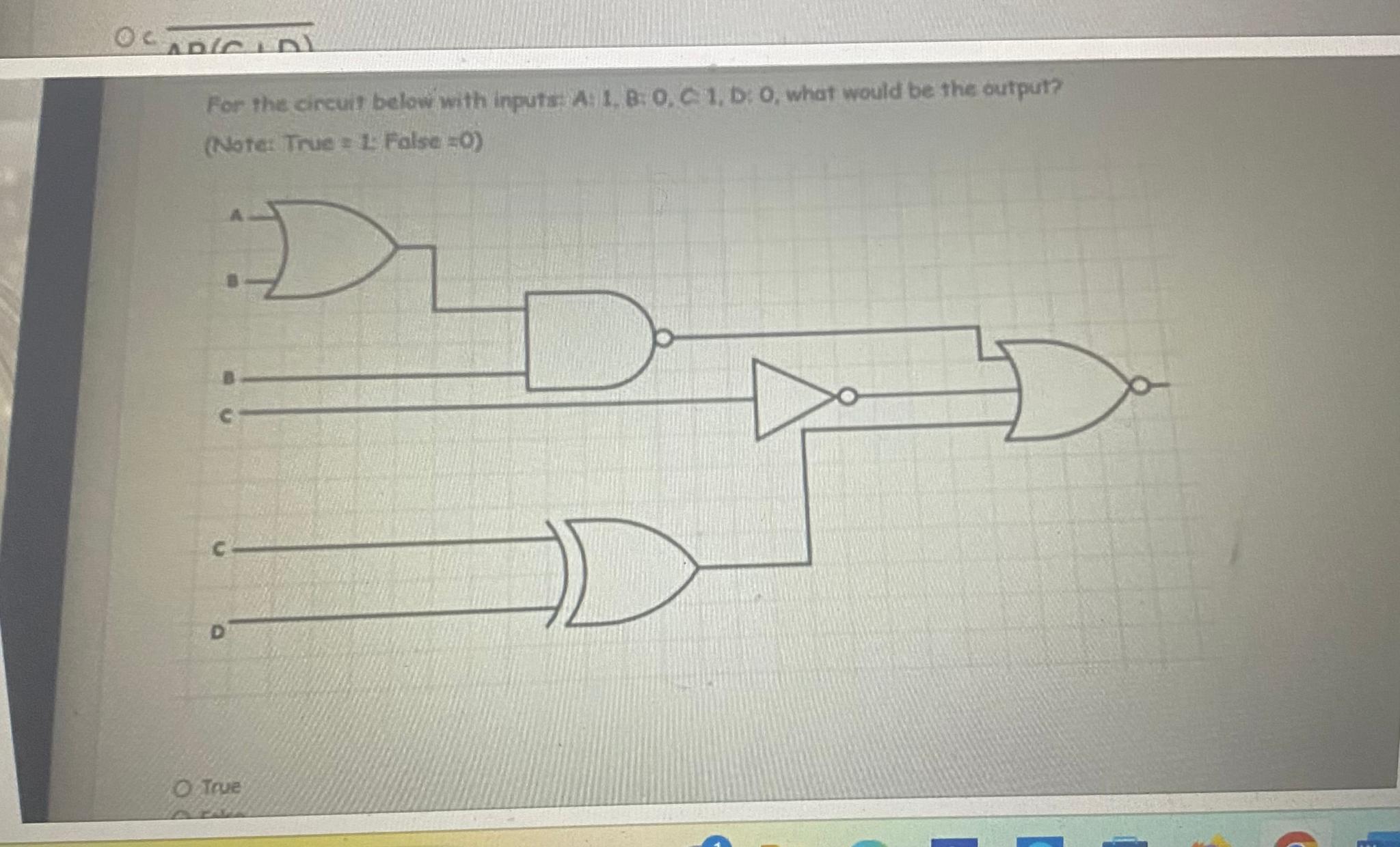Solved Oc.?bar (∩(n,n))For the circuit below with inputs: A: | Chegg.com