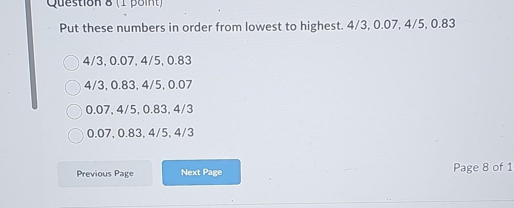 Solved Put these numbers in order from lowest to highest. | Chegg.com