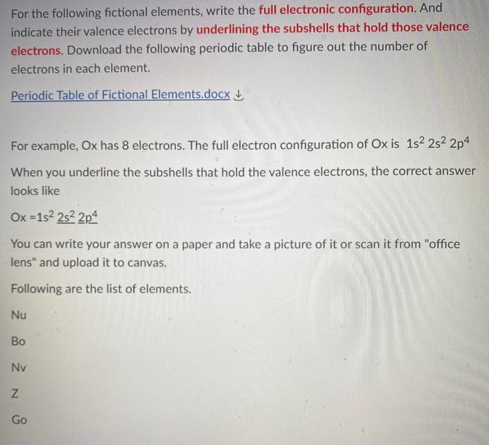Solved For the following fictional elements, write the full | Chegg.com