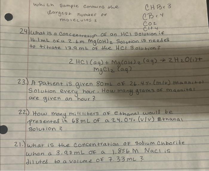 Solved Which sample contarns the CHBr 3 largest number of | Chegg.com