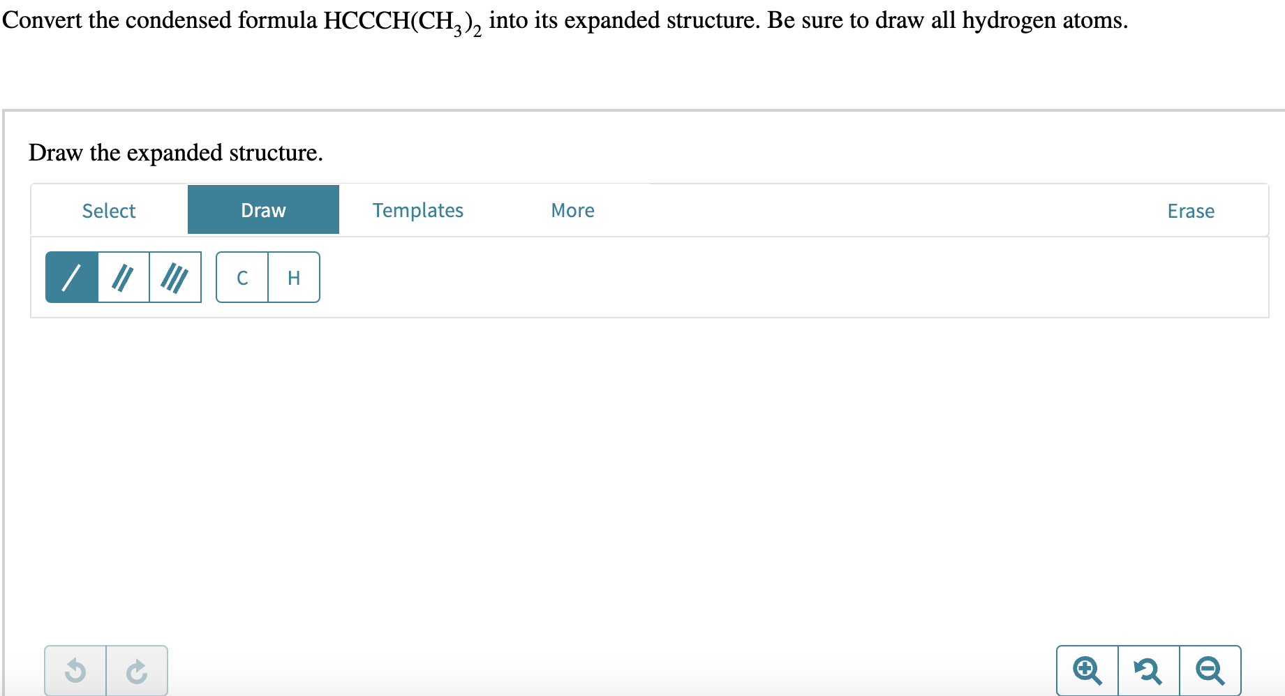 Solved Convert the condensed formula HCCCH(CH3)2 ﻿into its | Chegg.com