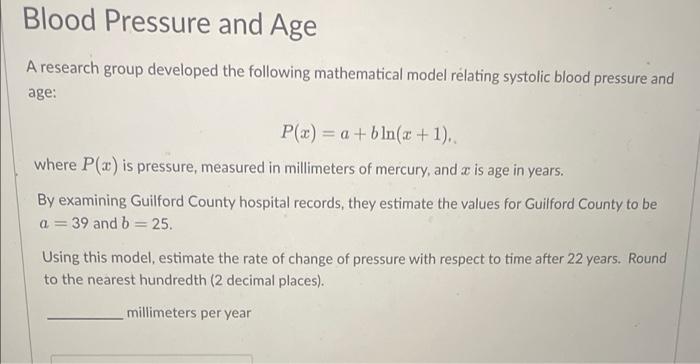 Solved A research group developed the following mathematical | Chegg.com