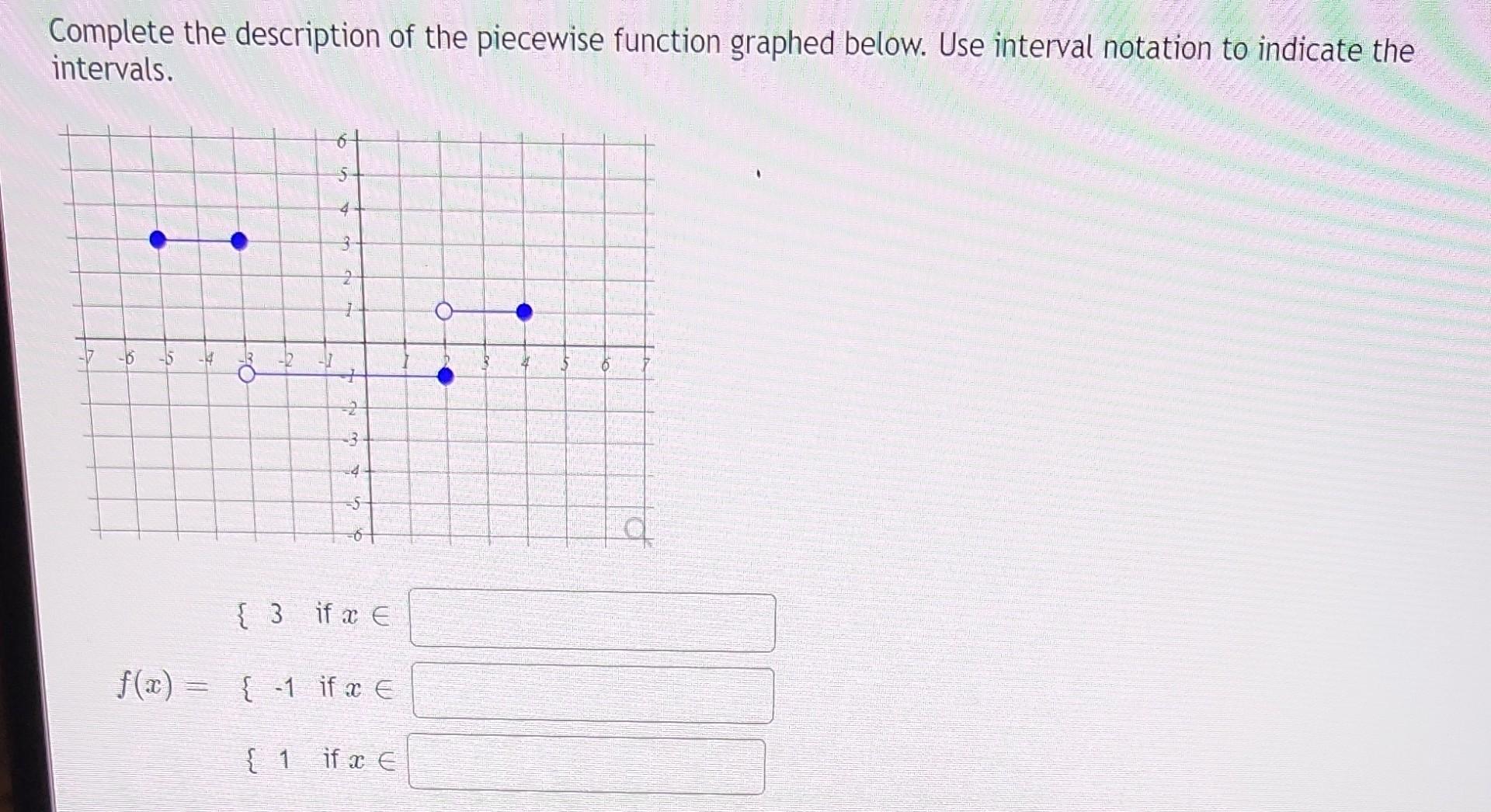 Solved Complete the description of the piecewise function | Chegg.com