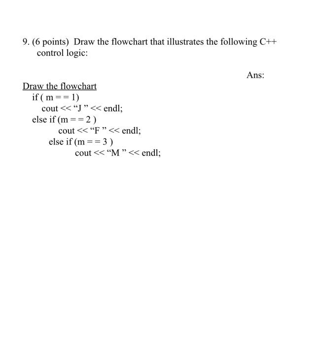 Solved 9. (6 points) Draw the flowchart that illustrates the | Chegg.com