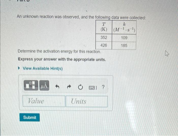 Solved An unknown reaction was observed, and the following | Chegg.com