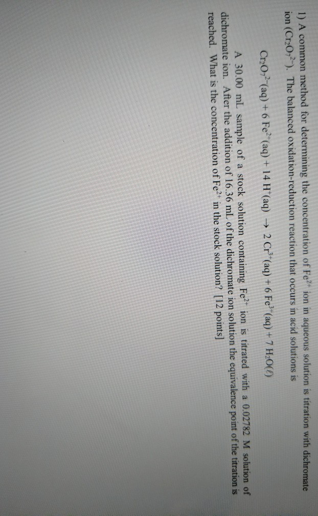 Solved 1) A common method for determining the concentration | Chegg.com
