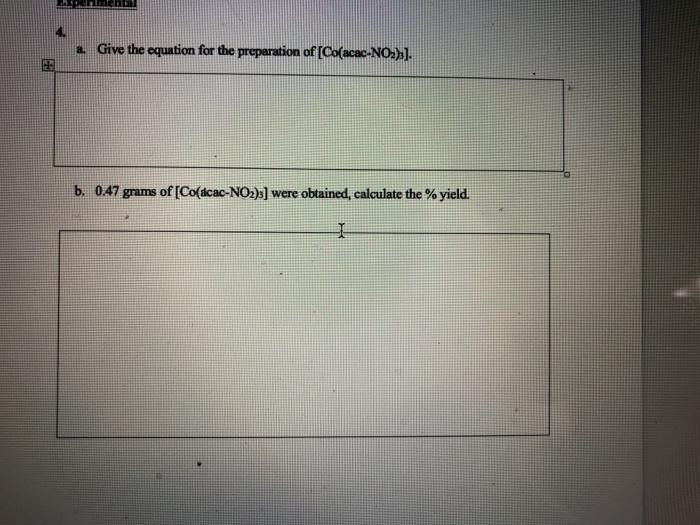 Solved ACAS) EXPERIMENTAL Preparation of | Chegg.com