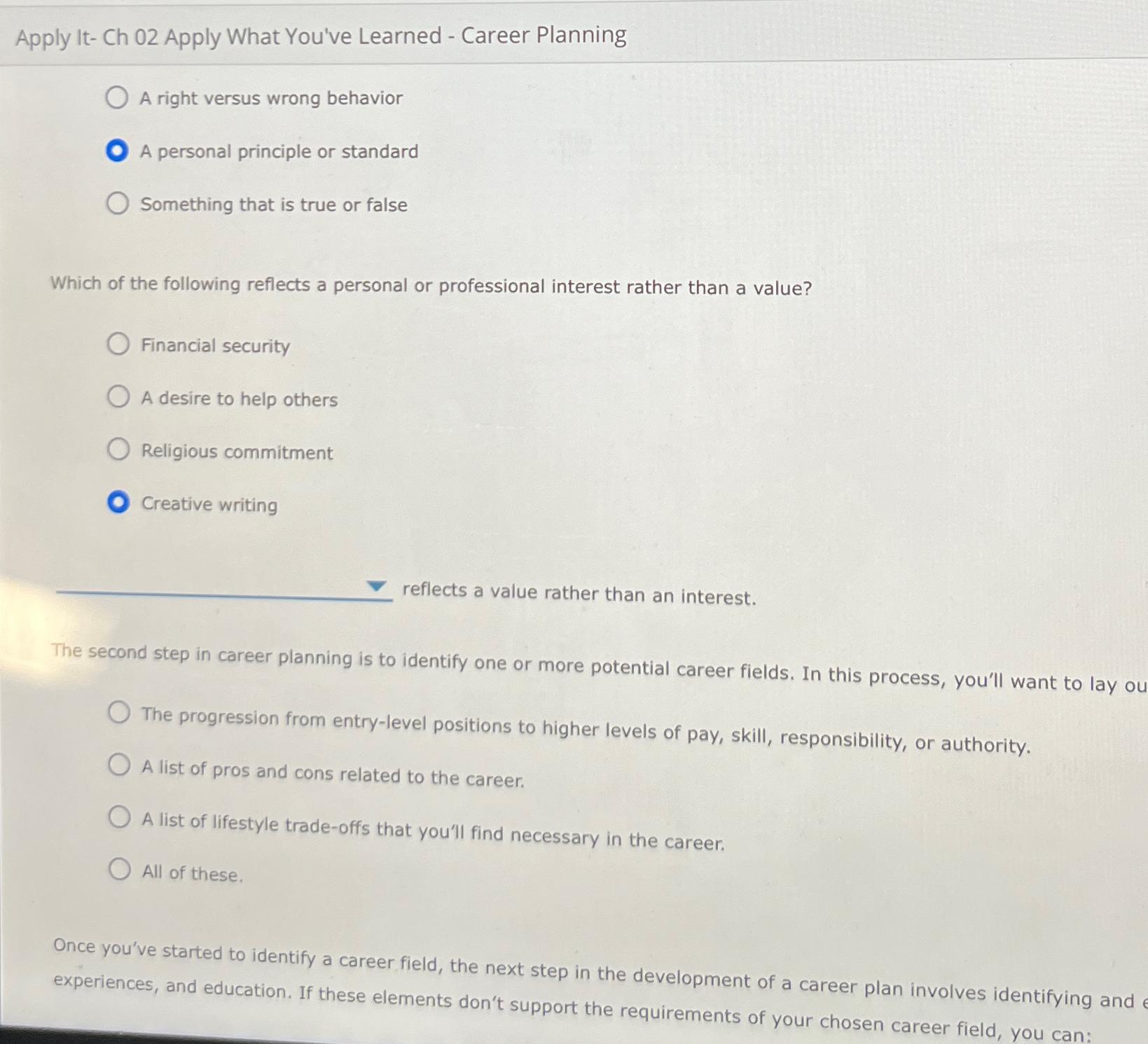 Solved Apply It- ﻿Ch 02 ﻿Apply What You've Learned - ﻿Career | Chegg.com