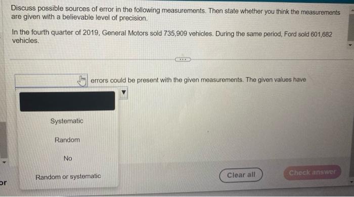 Discuss possible sources of error in the following | Chegg.com